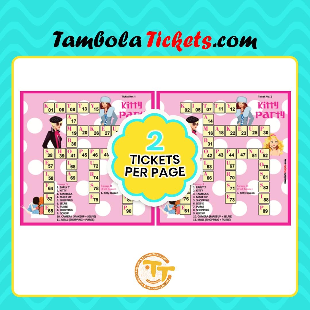 Kitty Party Theme Tambola Tickets - 48 Unique Printable Tickets ...