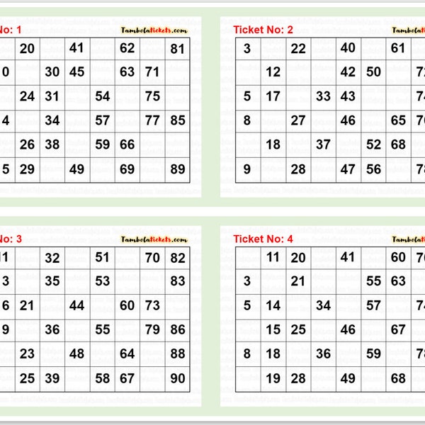 Tambola Ticket Set - Etsy