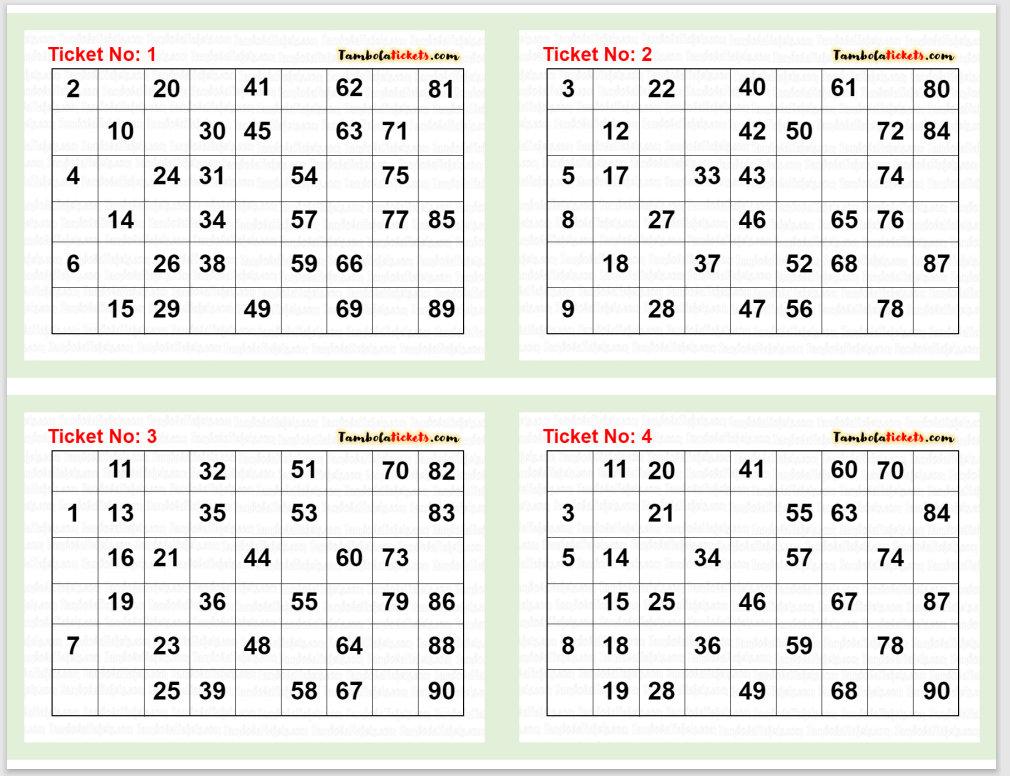 Tambola Tickets PDF | 6*9 Tambola Tickets | 150 Unique Tickets PDF ...