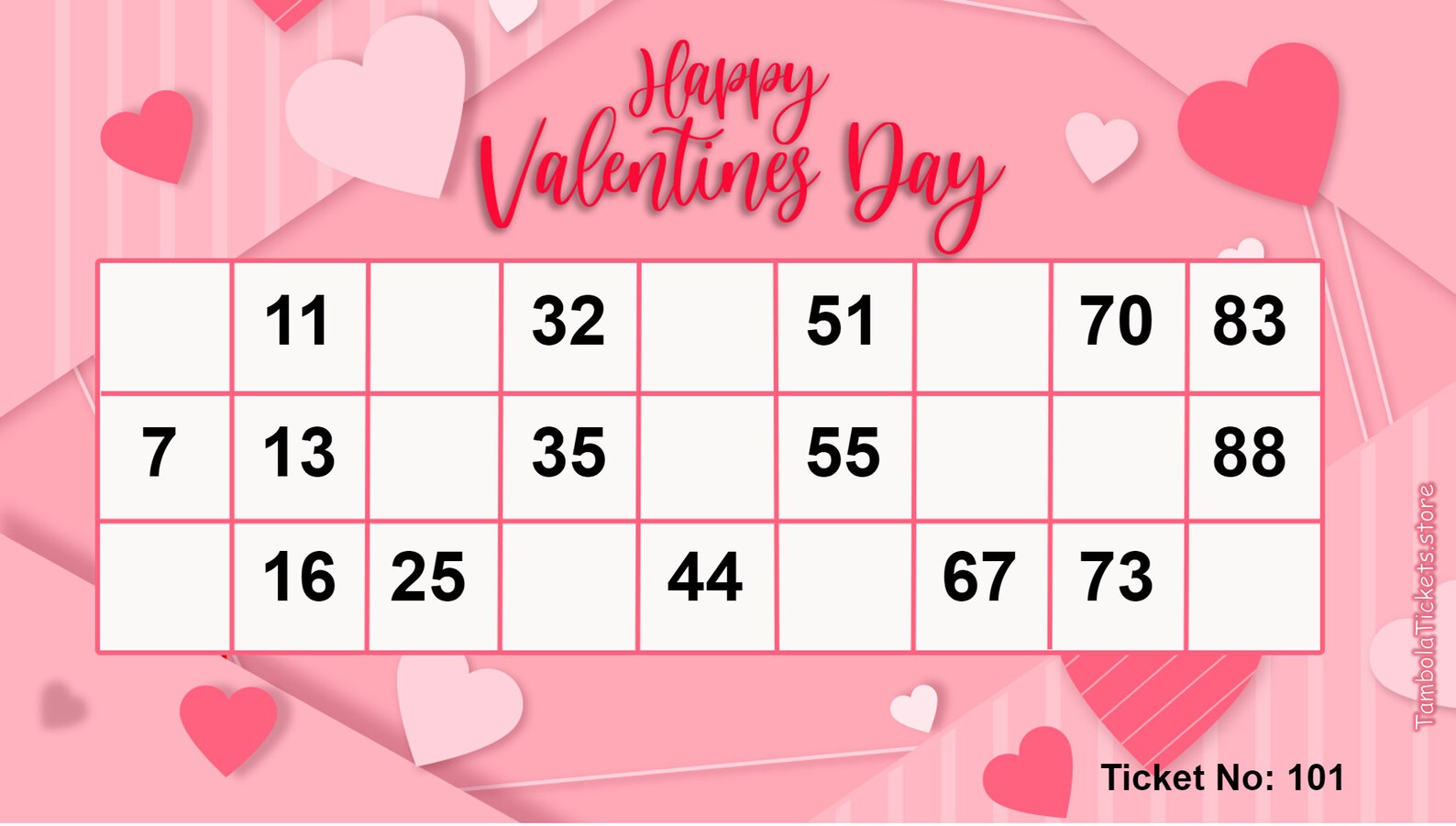Valentine's Day Tambola Ticket | Tambola | Housie | Tombola Tickets | 4 ...