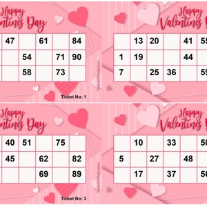 Valentine's Day Tambola Ticket | Tambola | Housie | Tombola Tickets | 4 ...