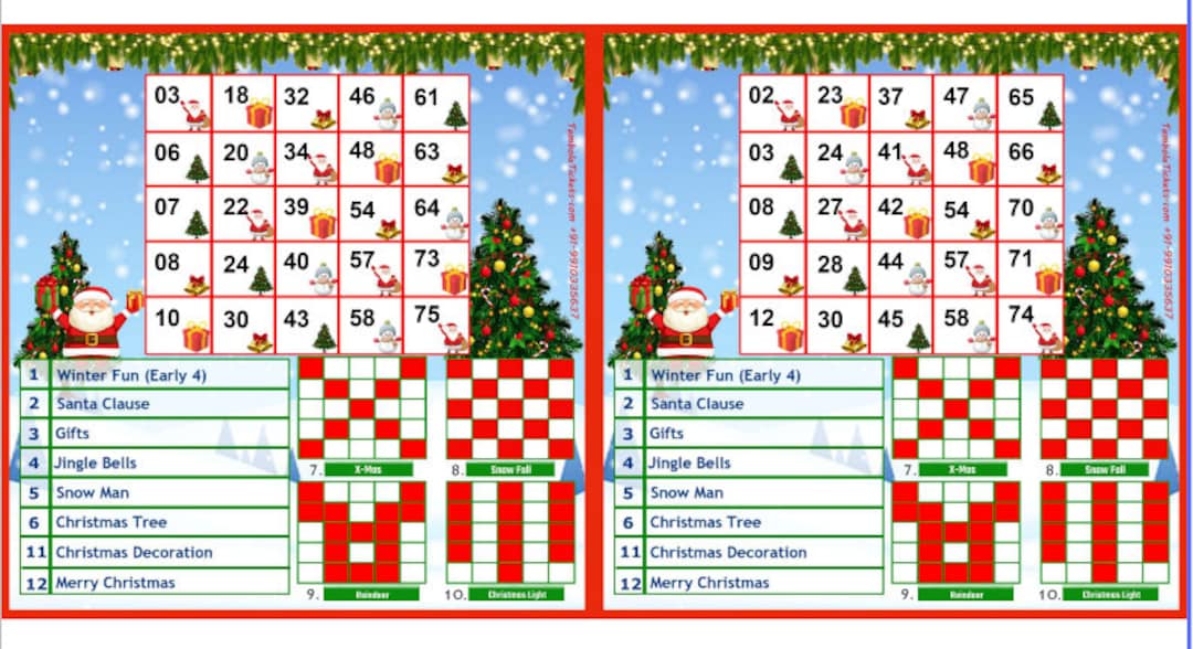 Christmas Tombola Tickets 100 Tickets Tombola Tickets 75 Number Bingo ...