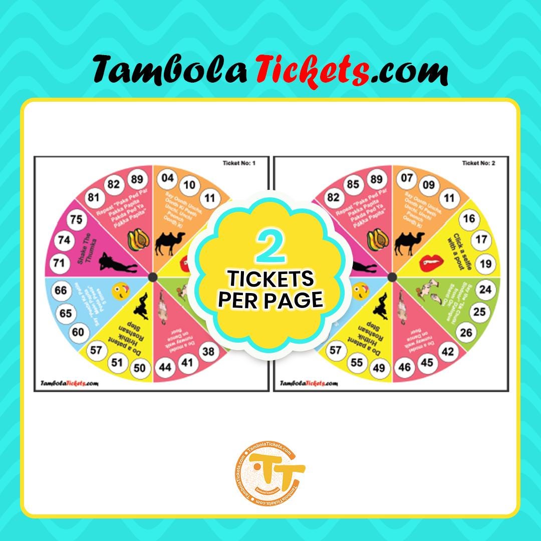 Dare Wheel Tambola Tickets – 48 Unique Printable Cards | Fun Kitty ...