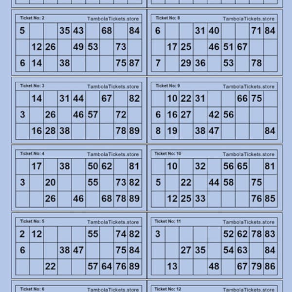 Tambola Tickets Pdf Printable - Etsy