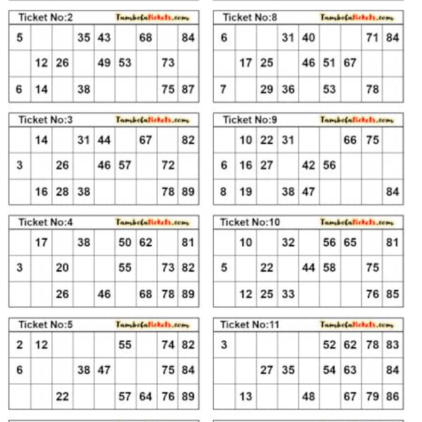 Tambola Tickets Pdf Printable - Etsy