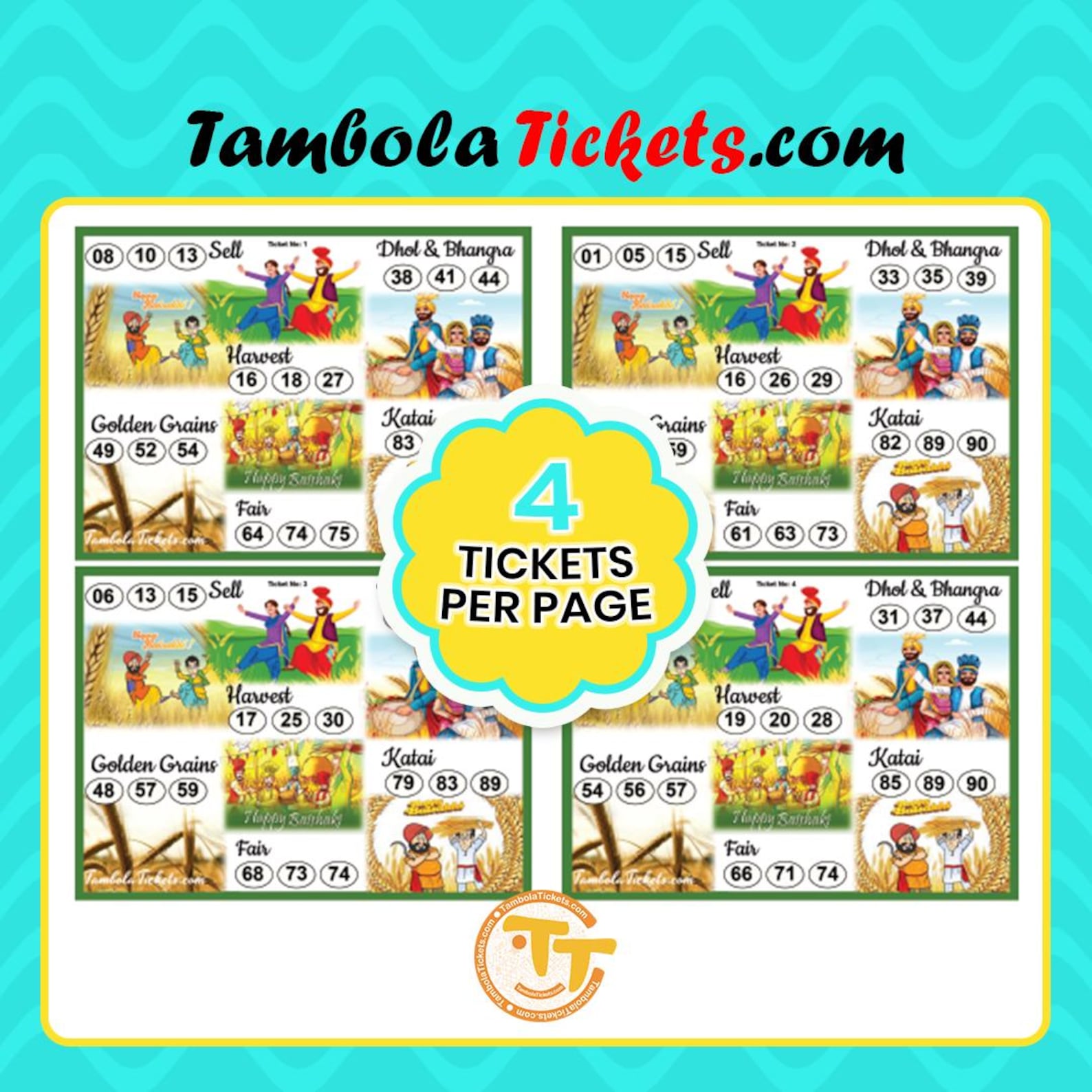Baisakhi Tambola Tickets - 48 Unique Punjabi Harvest Festival Tickets ...