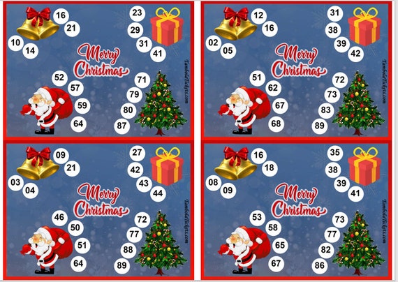 Christmas Theme Tambola Tickets PDF 100 Tickets Tombola | Etsy