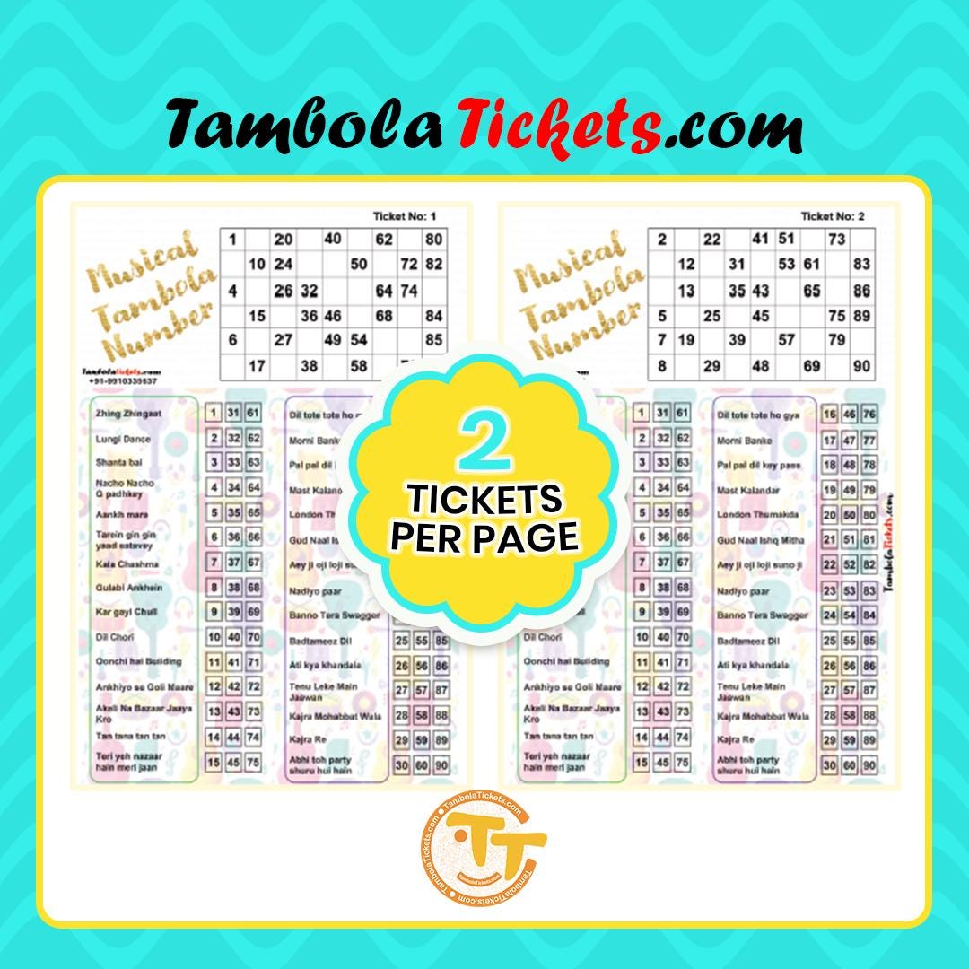 Bollywood Theme Musical Tambola Tickets – 48 Unique Bollywood Song ...