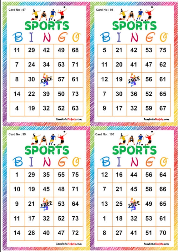 Sports Theme Bingo Cards Tickets 150 Tickets Set 75 Ball - Etsy
