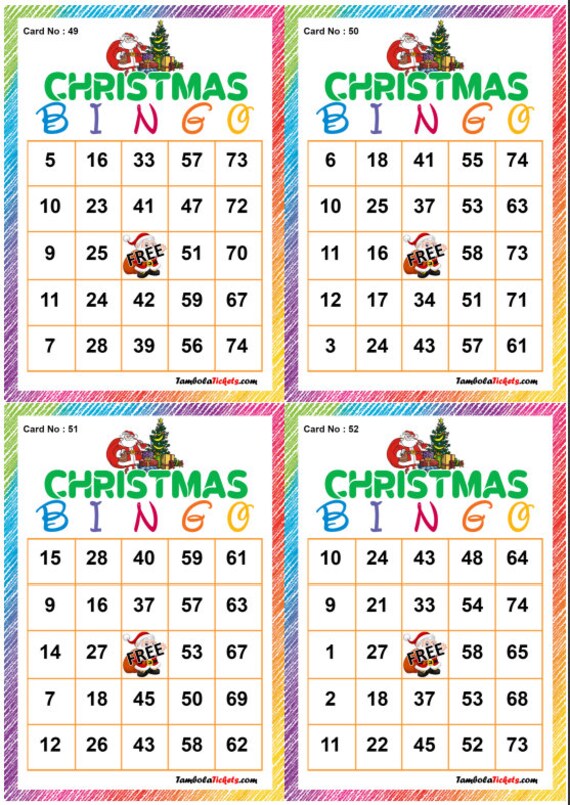 Merry Christmas Theme Bingo Cards Tickets 150 Bingo Cards - Etsy