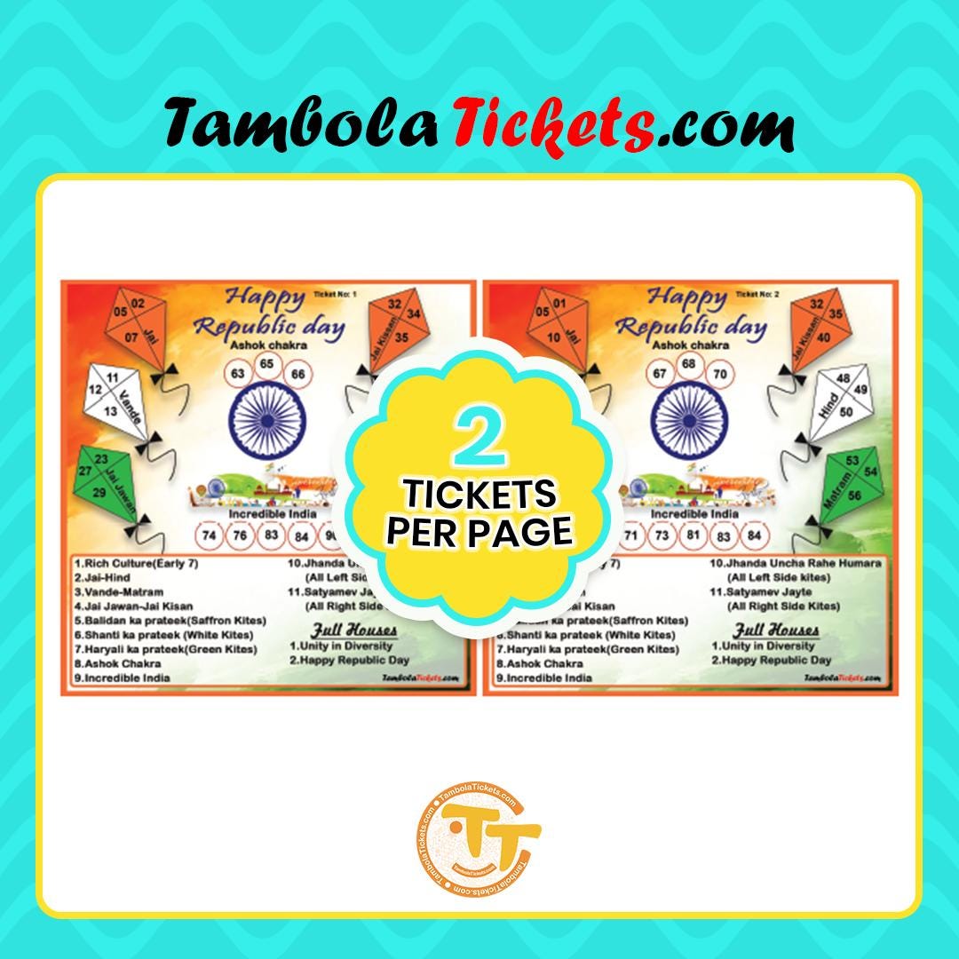 Republic Day Tambola Tickets – 48 Unique Game Cards | 1-90 Number ...