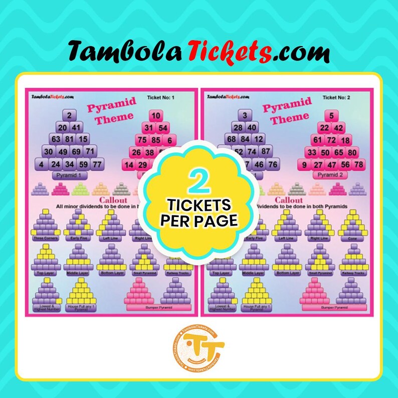 Pyramid Theme Tambola Tickets - 48 Unique Double Pyramid Tickets ...