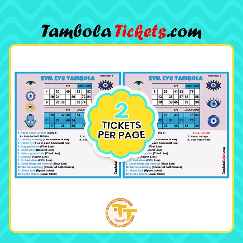 Evil Eye Theme Tambola Tickets Pdf | 48 Printable Housie Game Cards ...