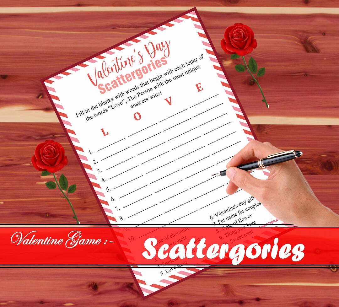 Valentine's Day Scattergories Words Game | Kids , Adult , Kitty Party ...