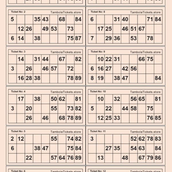 Tambola Tickets Pdf Printable - Etsy