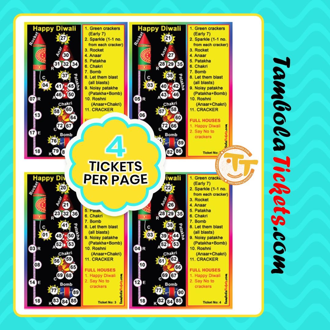 Happy Diwali Theme Tambola Tickets Pdf – 48 Unique Printable Tickets ...