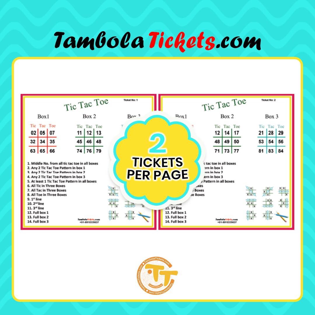 Tic Tac Toe Theme Tambola Tickets - 48 Unique Tickets | 3-box Pattern ...