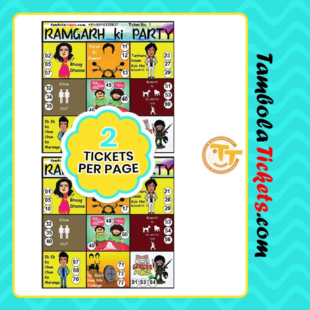 Holi Special Ramgarh Ki Party Tambola Tickets - 48 Unique Bollywood ...