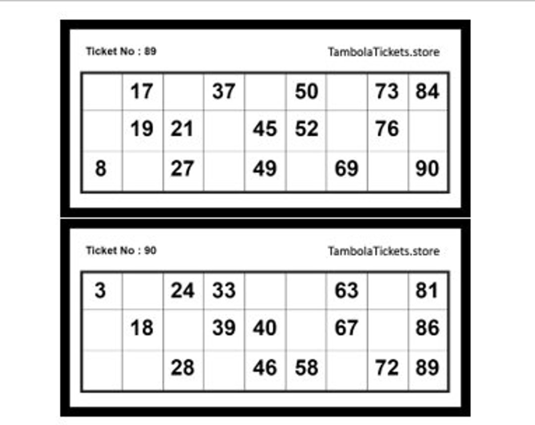 Tambola Tickets | 50 Pages | 2 Tickets per Page | 100 Tickets | Bingo ...