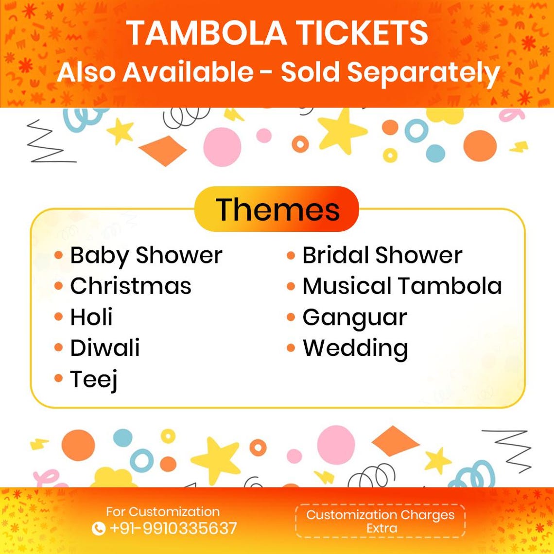 Cute Baby Shower Theme Tambola Tickets Pdf | 48 Unique Printable Housie ...