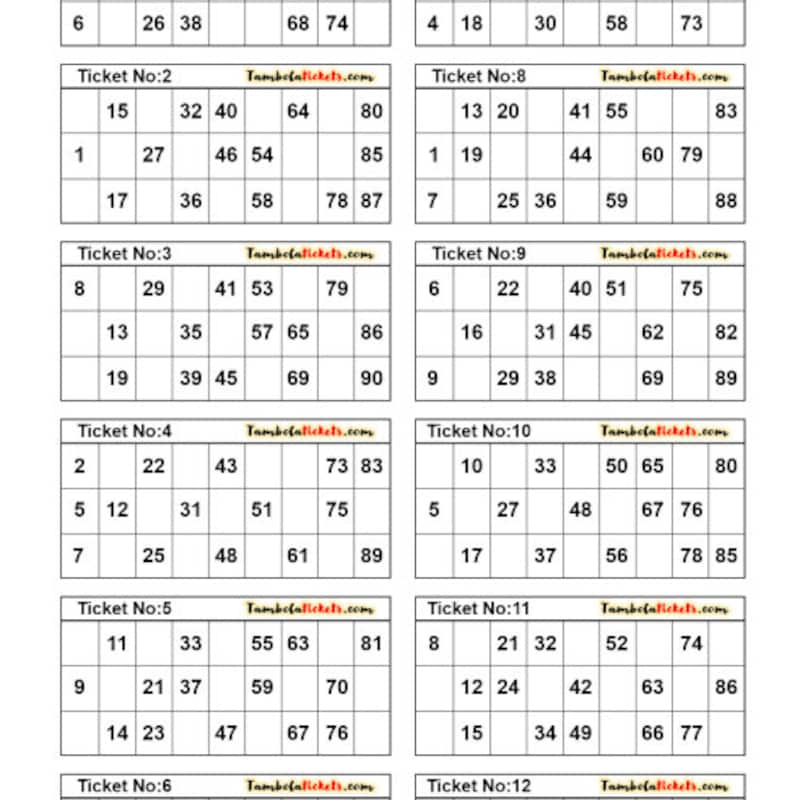 Tambola Tickets Pdf Printable - Etsy