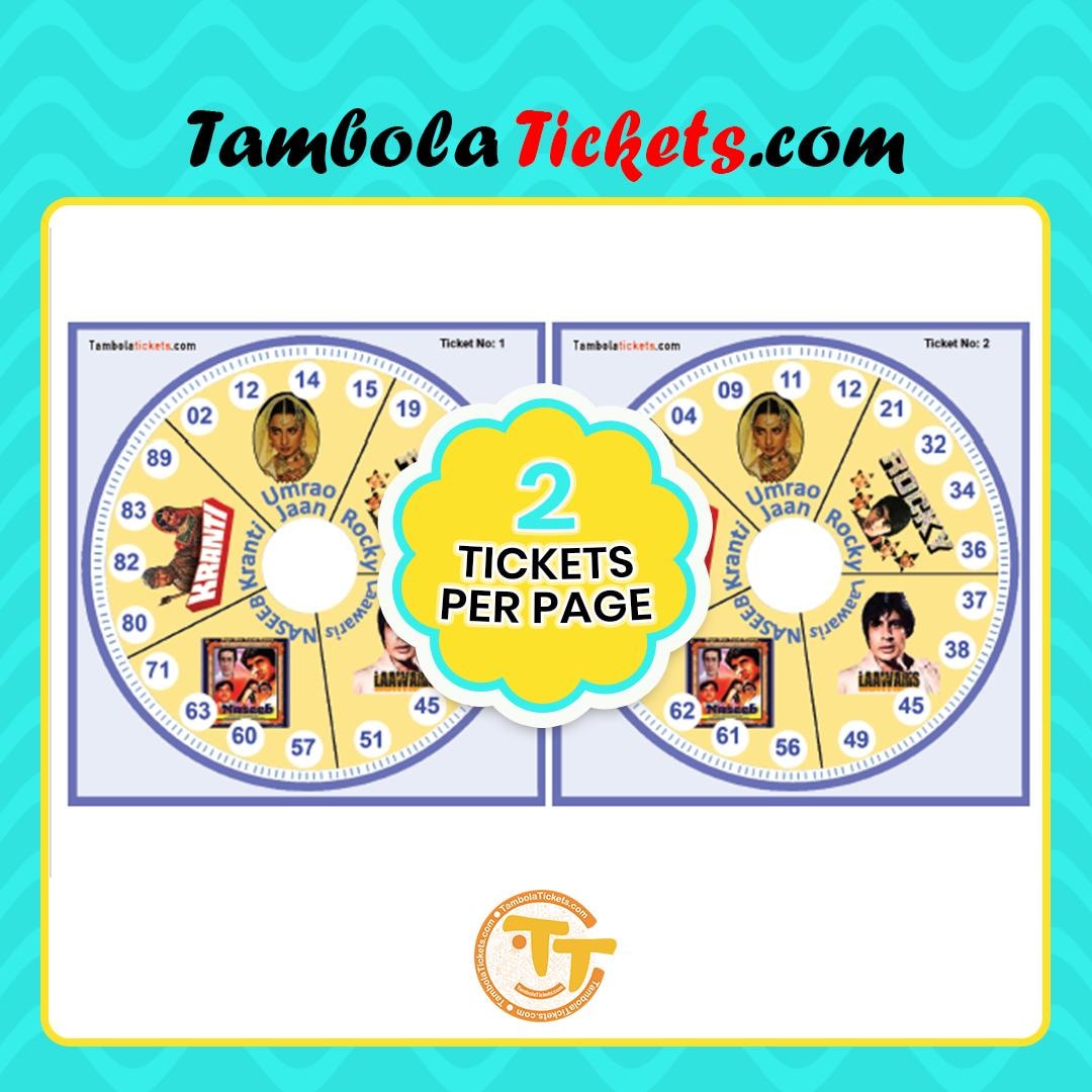 Bollywood Theme Tambola Tickets - 48 Unique Tickets | Instant Download ...
