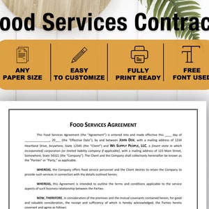 Food Services Contract Template | Food Service Provider | Restaurant ...