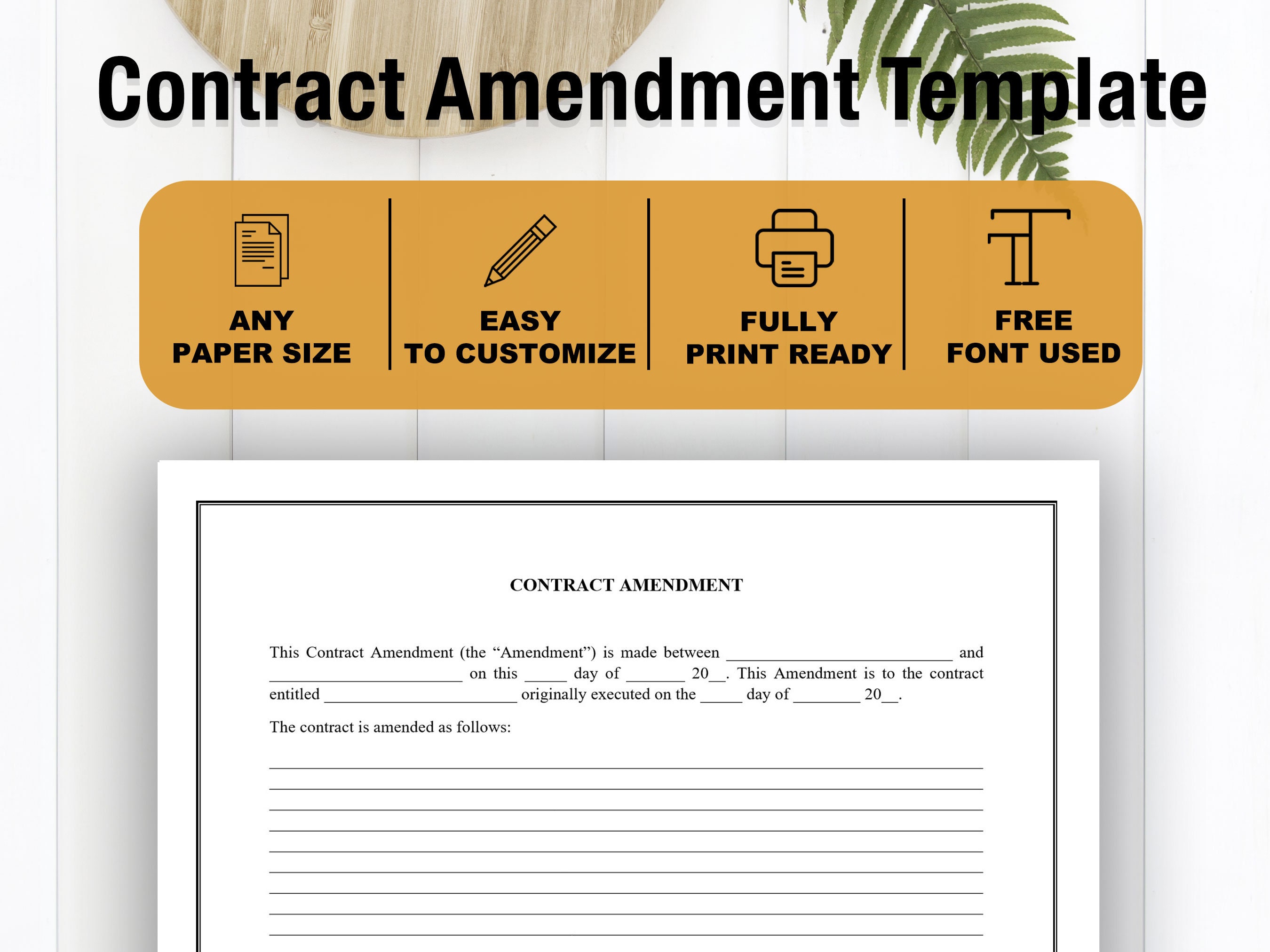 Contract Amendment Template Universal Guide Modification - Etsy