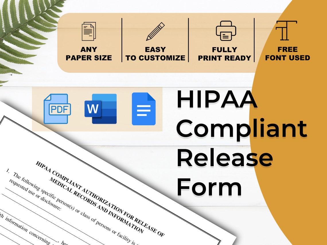 HIPAA Compliant Release Form Template Medical Records Template Records ...