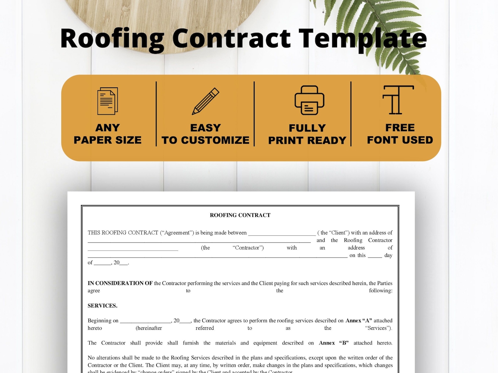 Roofing Contract Template Roofing Contract Form Residential Roofing ...