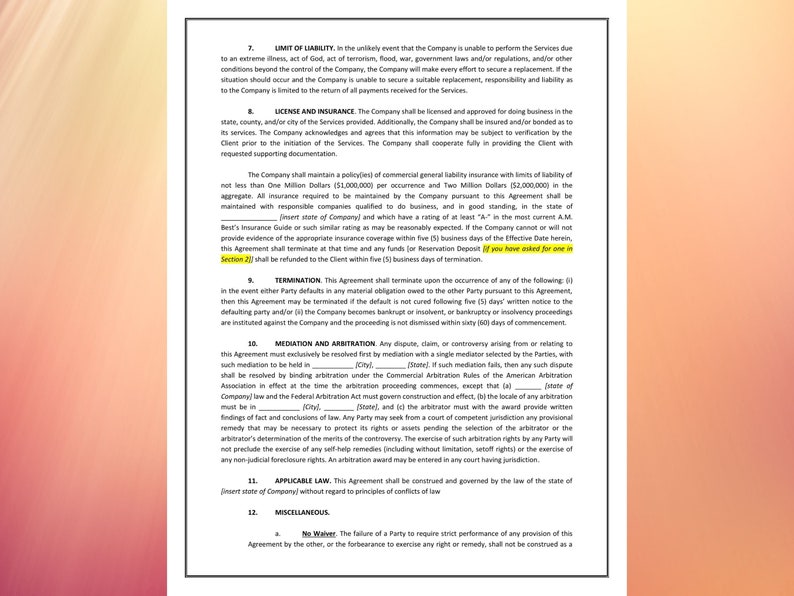 Food Services Contract Template | Food Service Provider | Restaurant ...