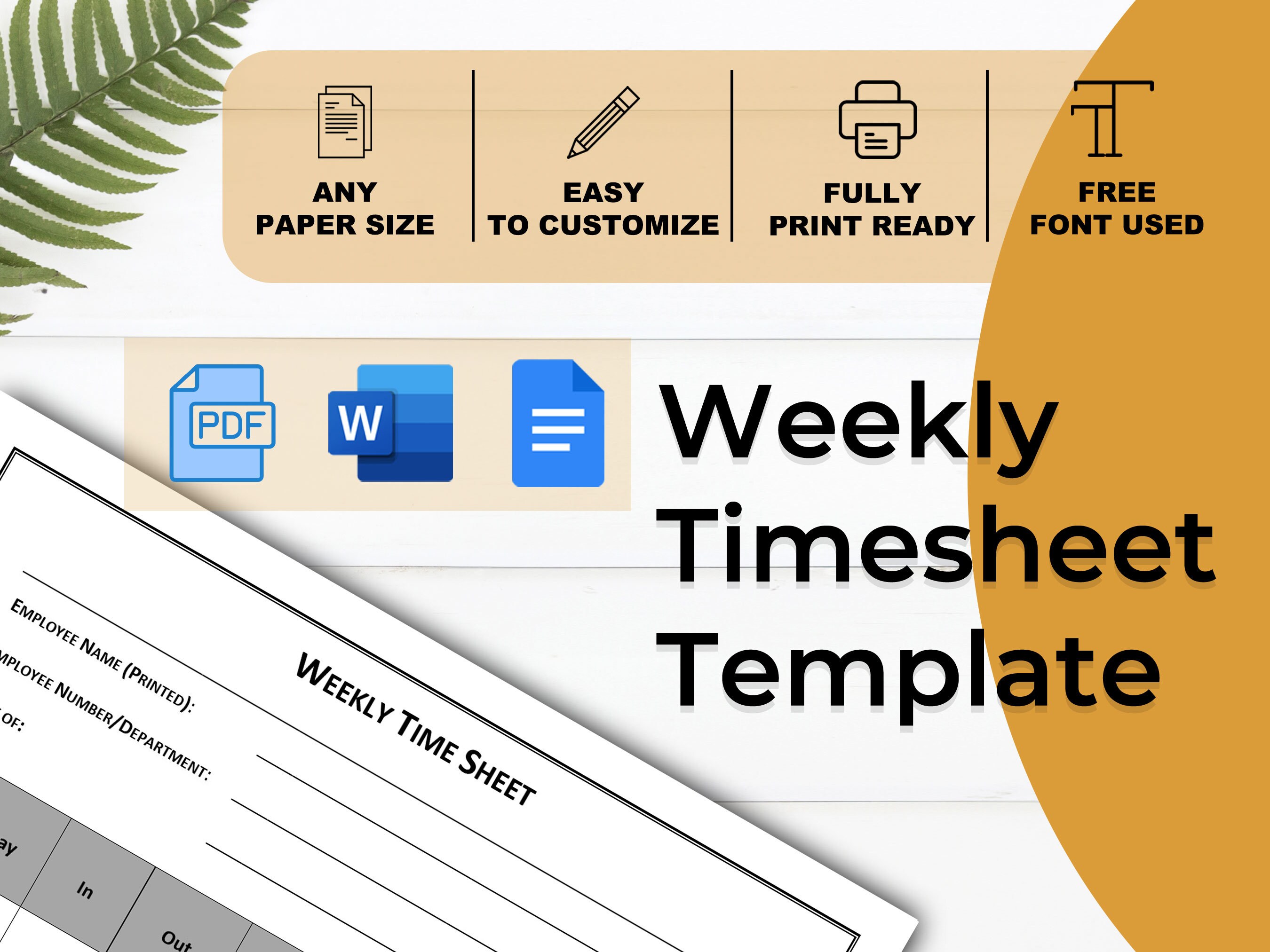 Weekly Timesheet Template | Employee Timesheet | Printable Timesheet ...