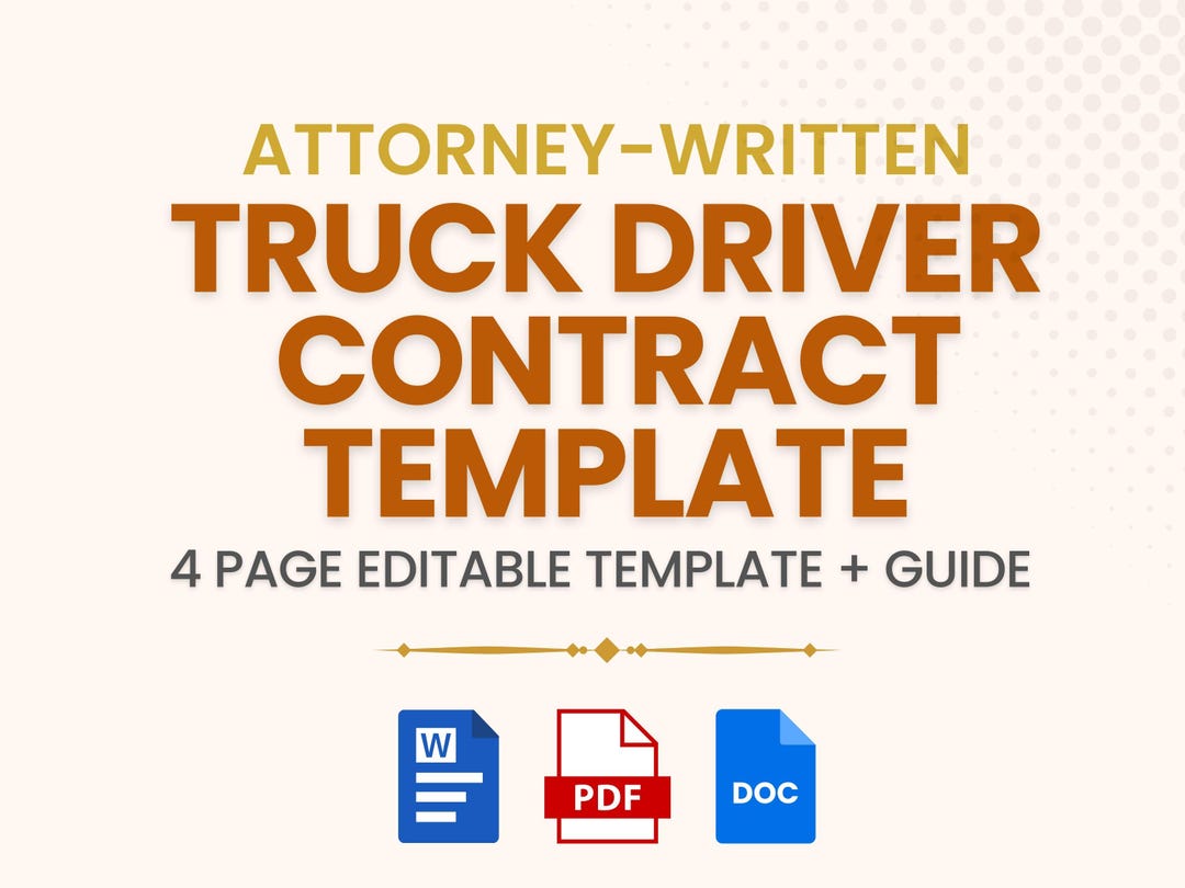 Truck Driver Contract Template | Simple Driver Agreement | Transport ...