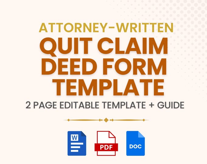 Quitclaim Deed Form, Printable Word, PDF, Download - Etsy