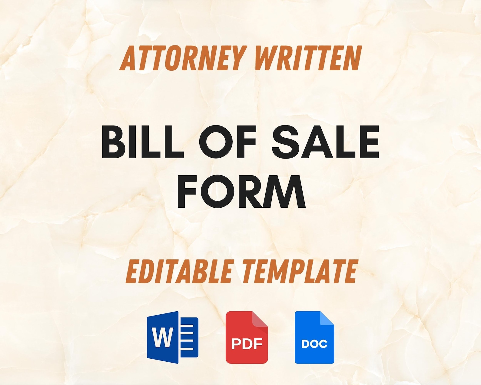 Bill of Sale Form | Editable PDF & Word Template for Cars, Boats ...