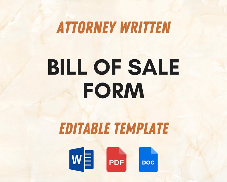 Bill of Sale Form | Editable PDF & Word Template for Cars, Boats ...