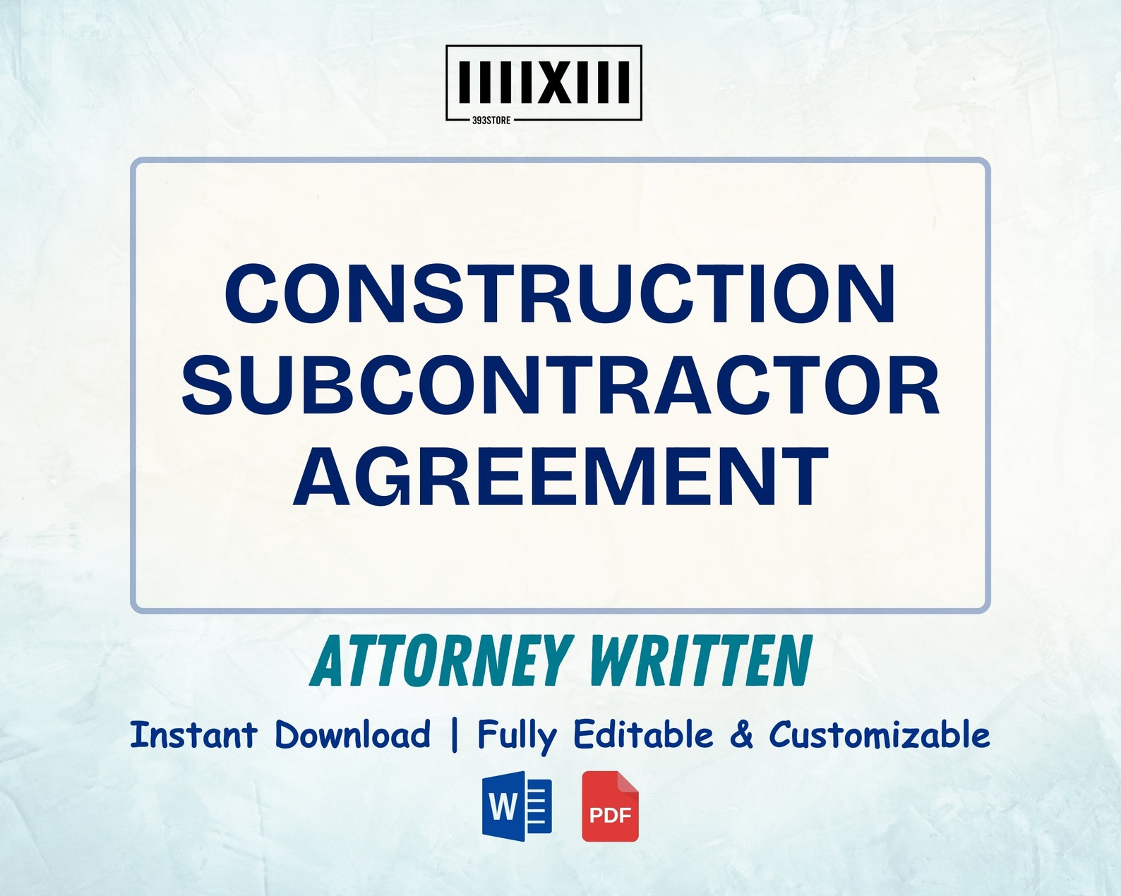 Professional Construction Subcontractor Agreement Template - Custom-fit ...
