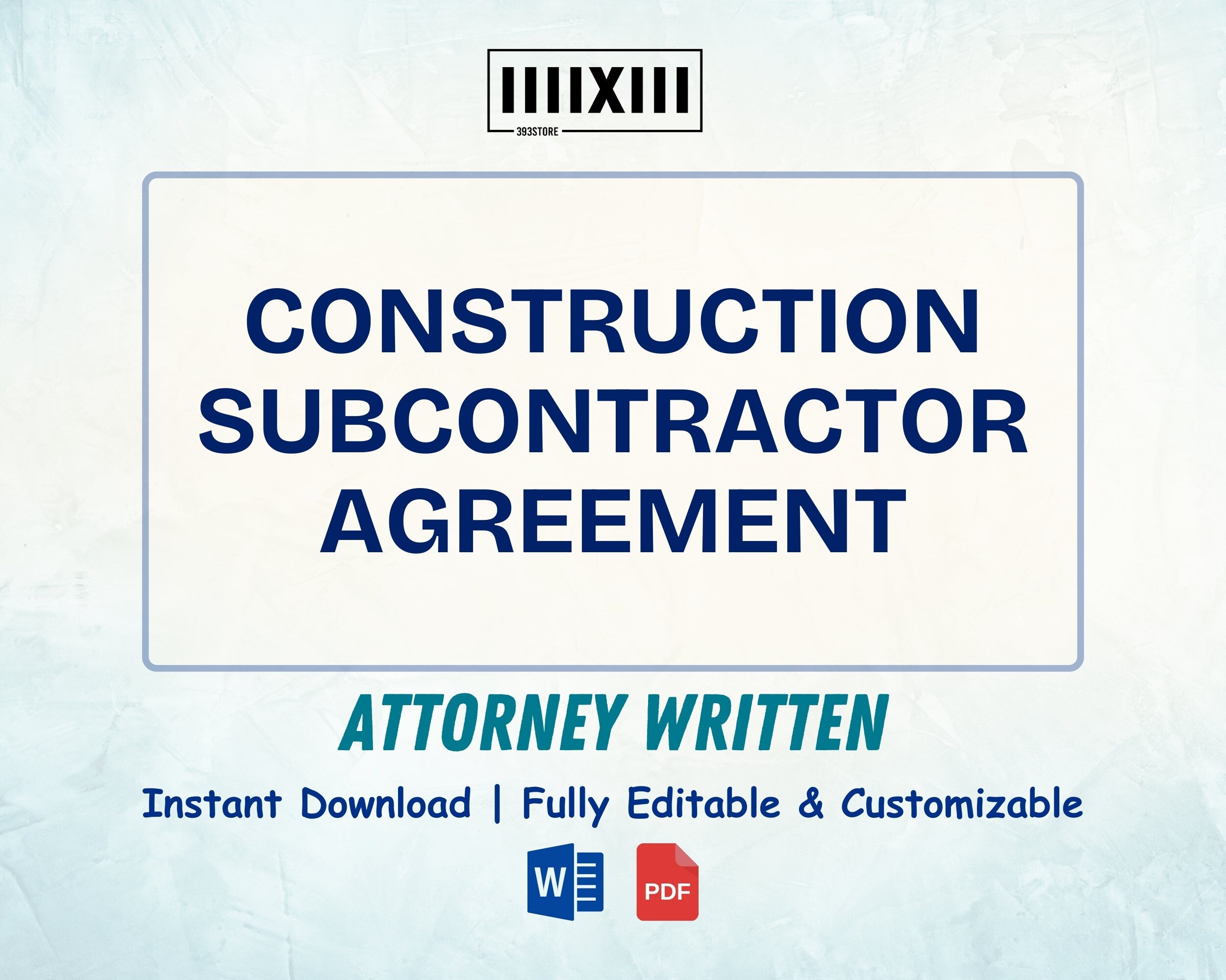 Professional Construction Subcontractor Agreement Template - Custom-fit ...