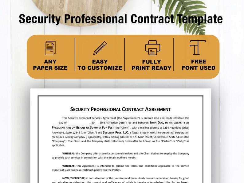 Security Professional Contract Template | Security Contract | Security ...