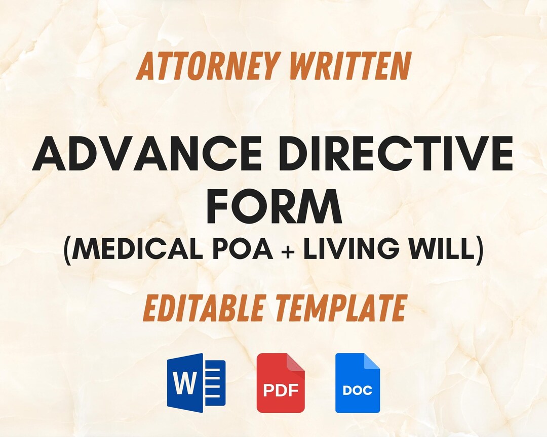 Advance Directive Form With Medical POA and Living Will for End-of-life ...