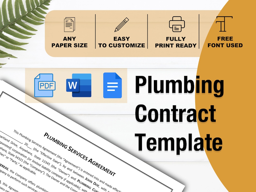 Plumbing Contract Template | Plumbing Services | Construction Project ...