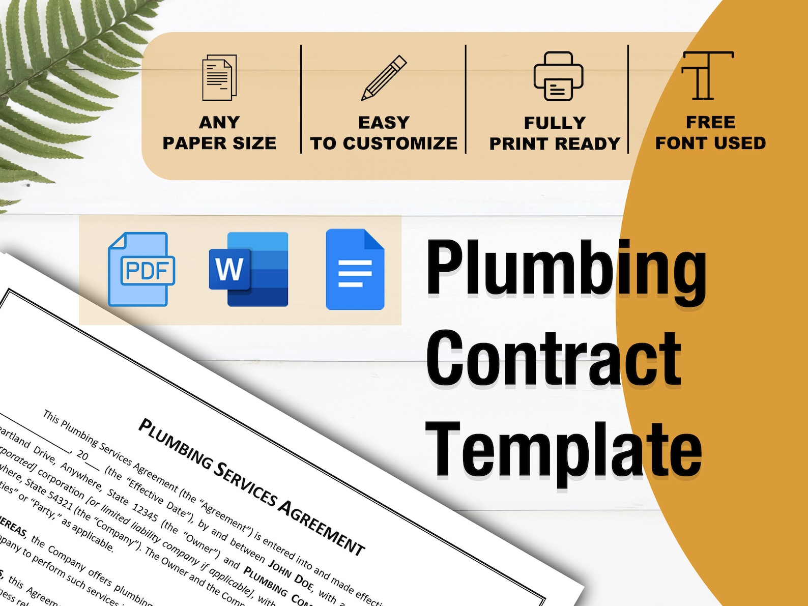Plumbing Contract Template | Plumbing Services | Construction Project ...