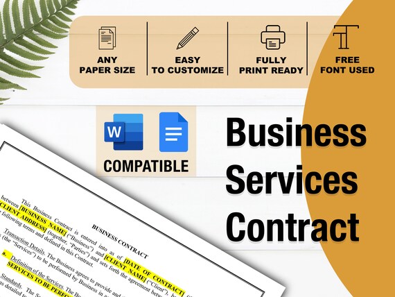 Business Services Contract Template Pertaining to Services | Etsy