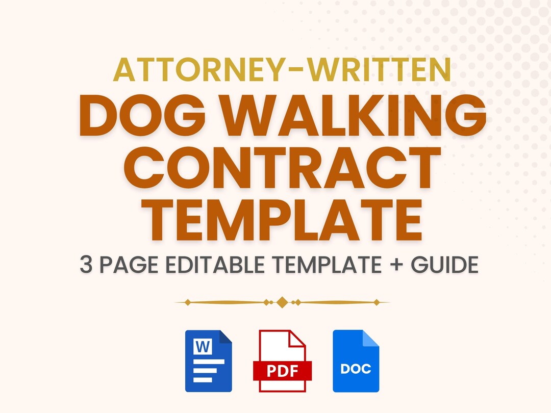 Dog Walking Contract Template | Dog Walking Agreement | Cat Walking ...