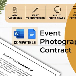 Event Photography Contract Template Event Contract Planner | Etsy