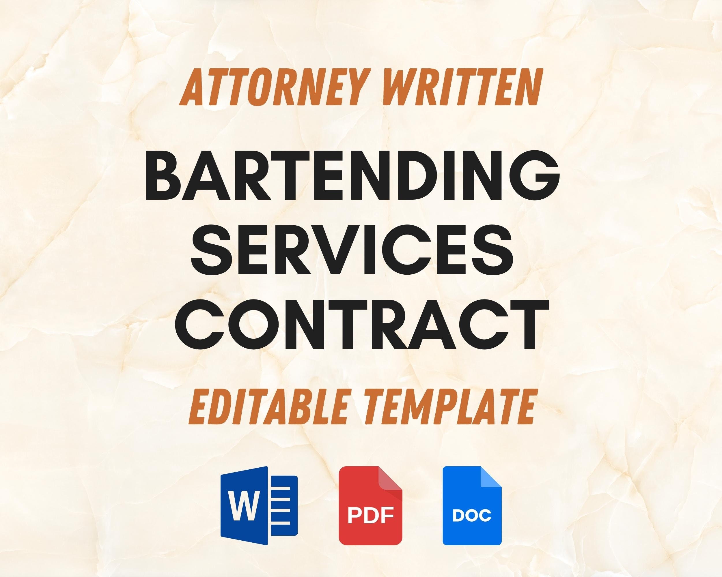 Bartending Services Contract Bartending Agreement Bar Cocktail Barmen ...