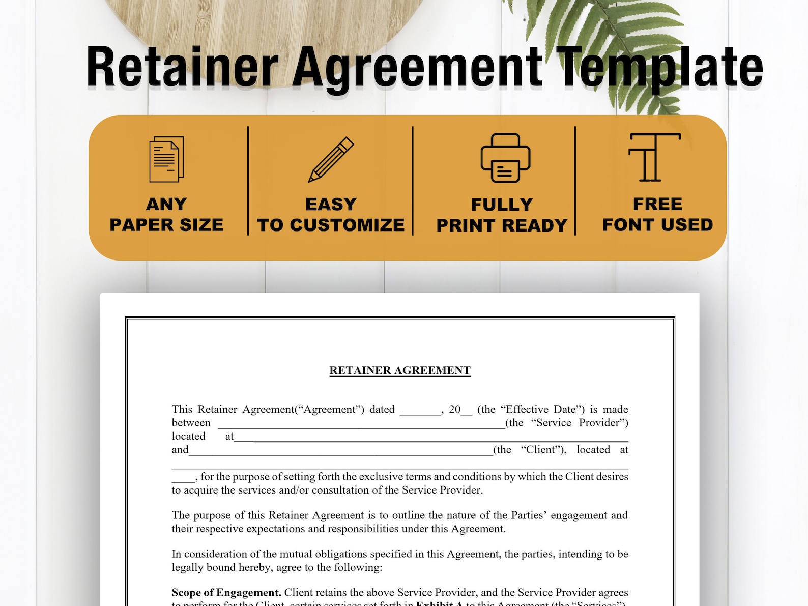 Retainer Agreement Template | Legal Contract | Scope of Engagement | Ms ...