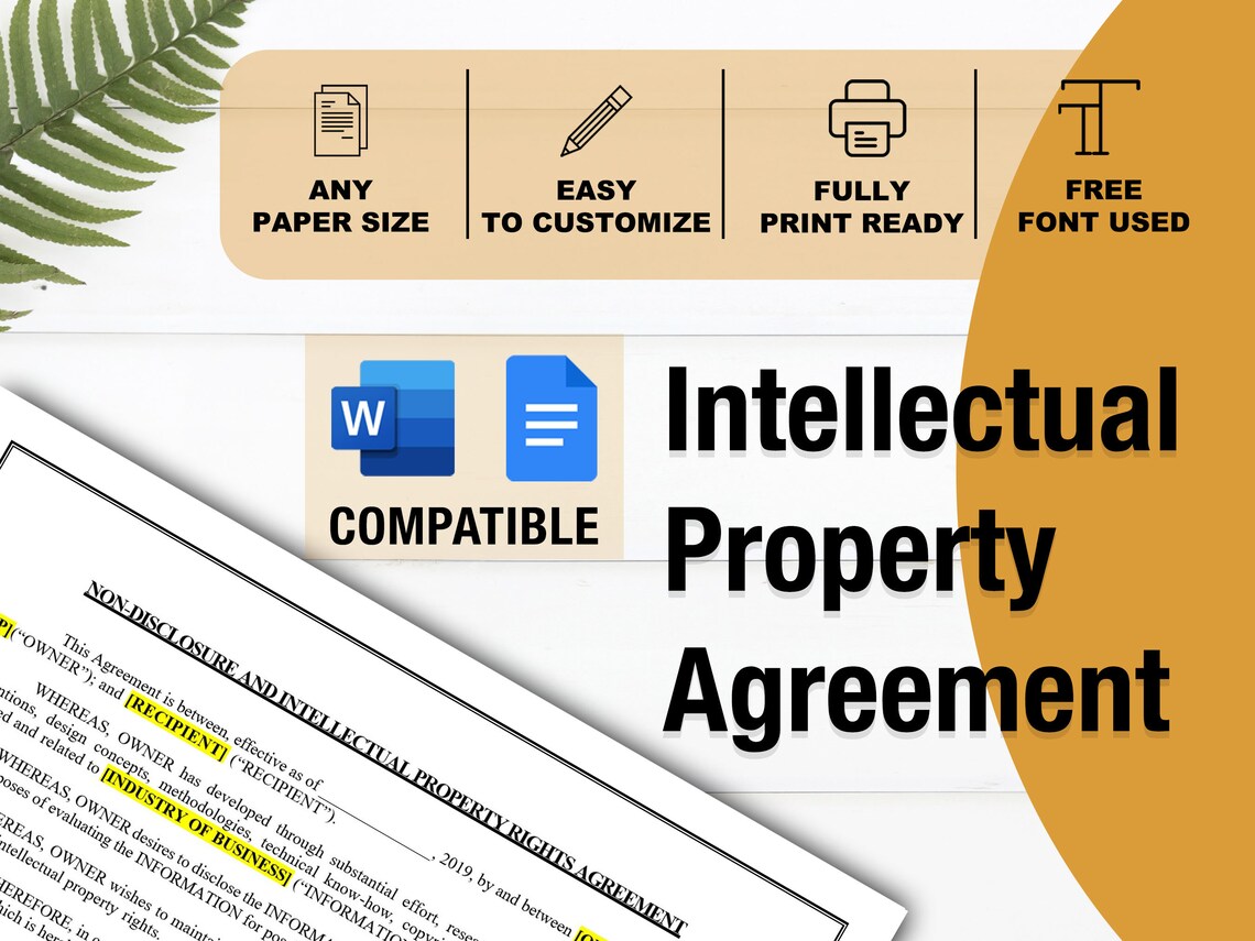 Intellectual Property Agreement Template Type of Process - Etsy
