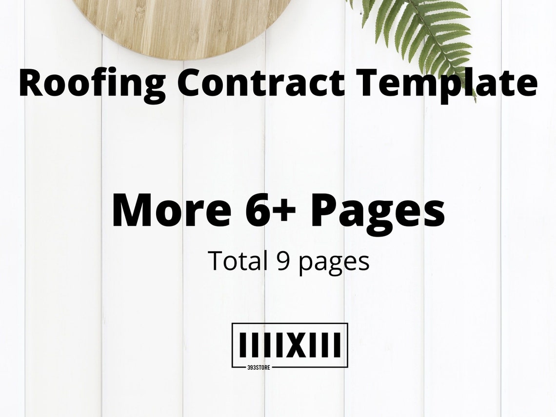 Roofing Contract Template Roofing Contract Form Residential Roofing ...