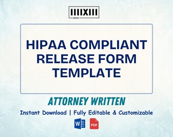 HIPAA Compliant Medical Records Release Form Template | Release of ...